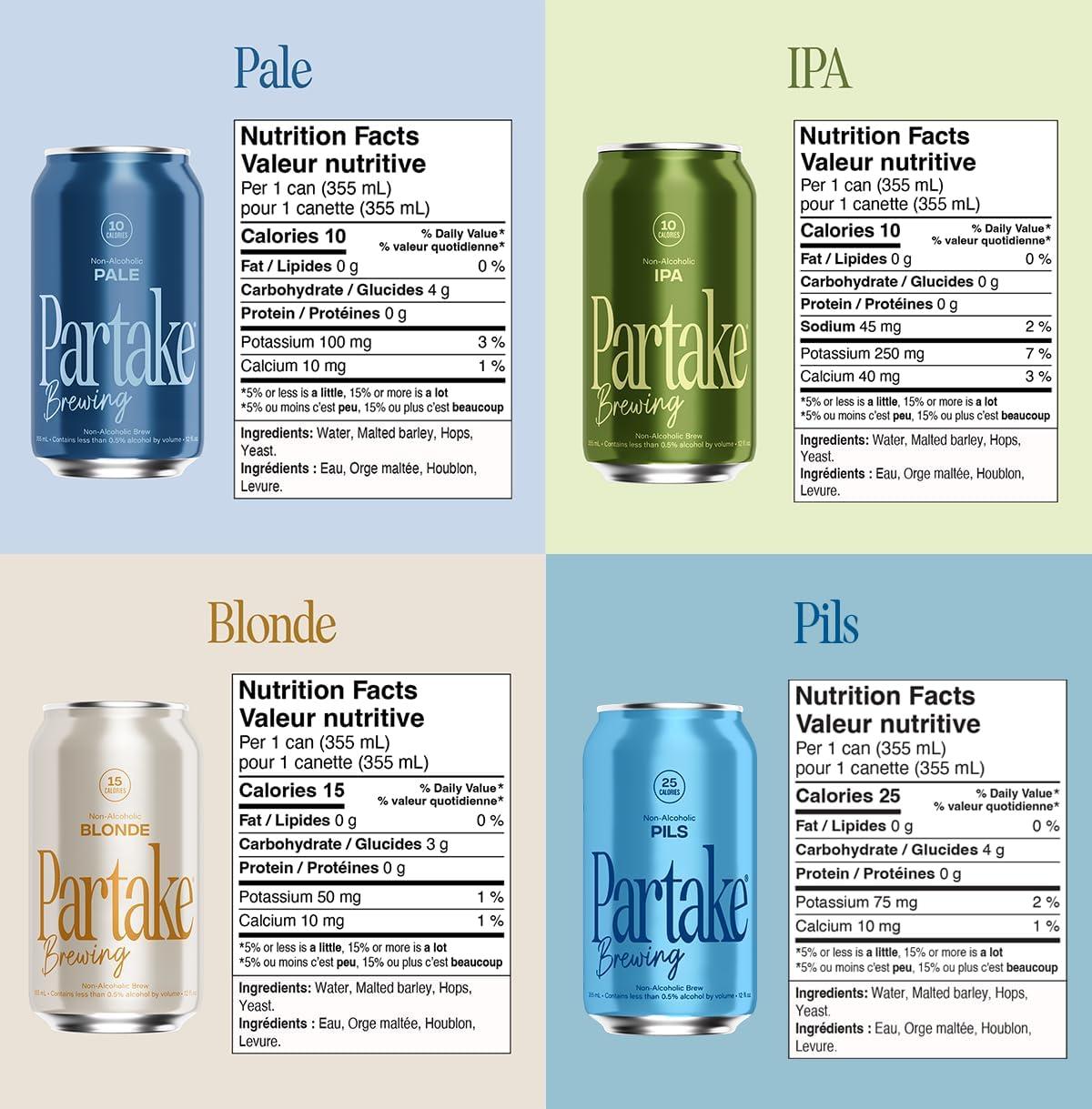 Partake Brewing non-alcoholic beer - Variety Pack - 24-Pack of 12oz ...