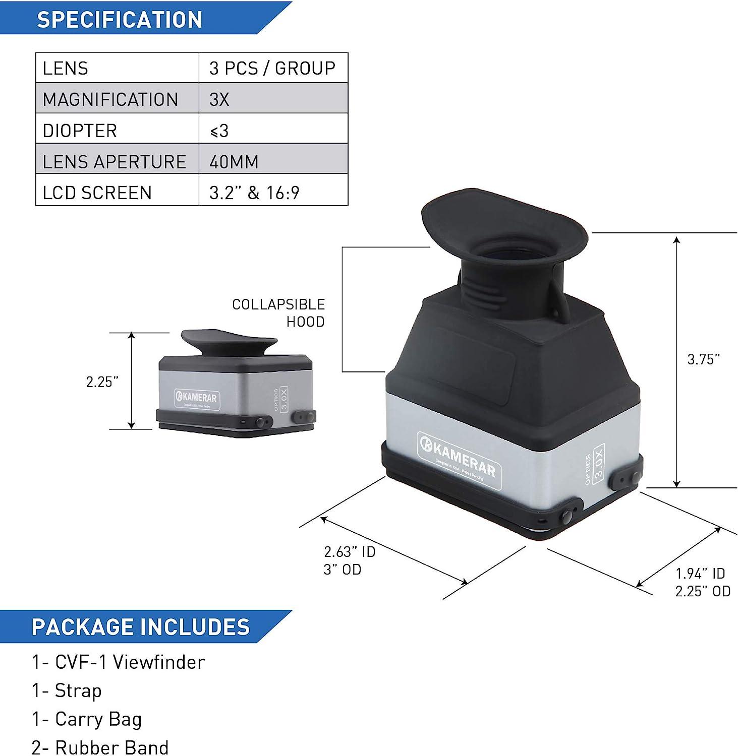 Kamerar CVF-1 Collapsible LCD Viewfinder 3X Magnifier for 3.0-3.2 DSRL ...