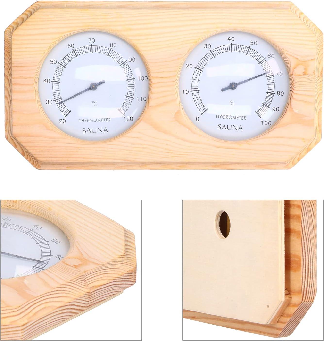 Fuik Sauna Thermometer & Wooden Thermohygrometer - Large Dial for Clubs ...