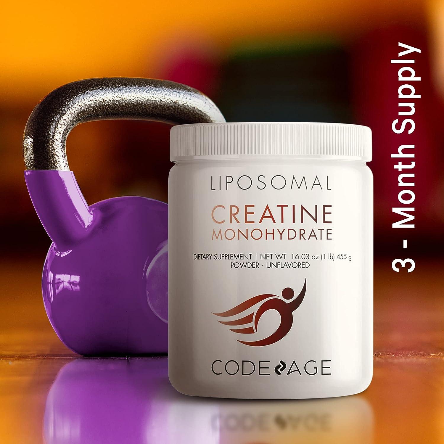 Codeage Liposomal Creatine Monohydrate Powder - Pure 5000mg Micronized ...