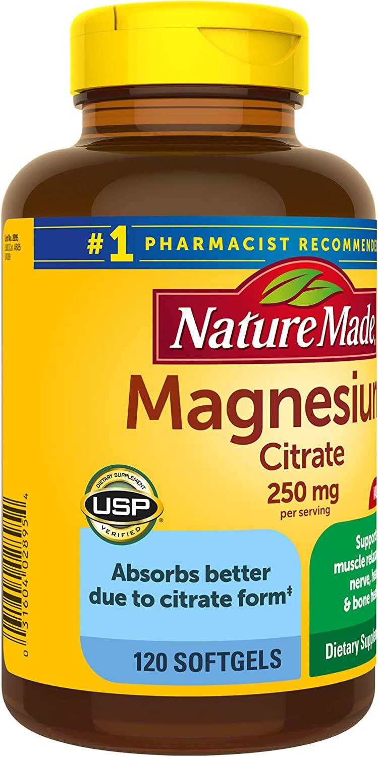 Nature Made Magnesium Citrate 120 Softgels - Supports Muscle, Nerve ...