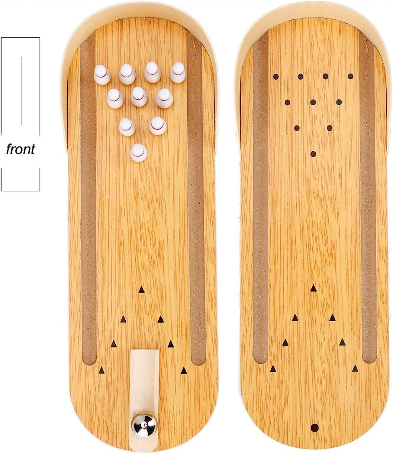 Mini Bowling Game Set - Tabletop Wooden Bowling Toy with 10 Pins and ...