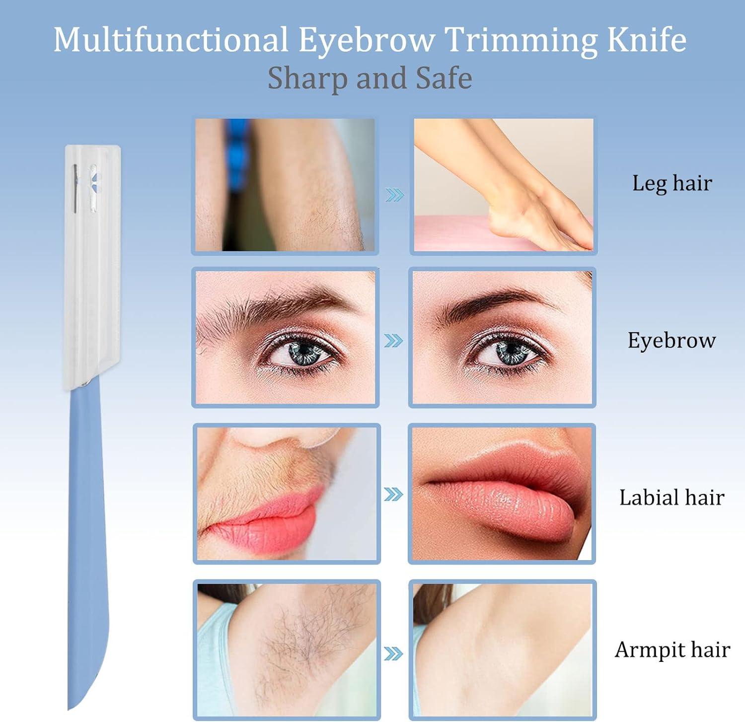 Beard Mustache Straight Razor & Eyebrow Trimmer Kit - Stainless Steel ...