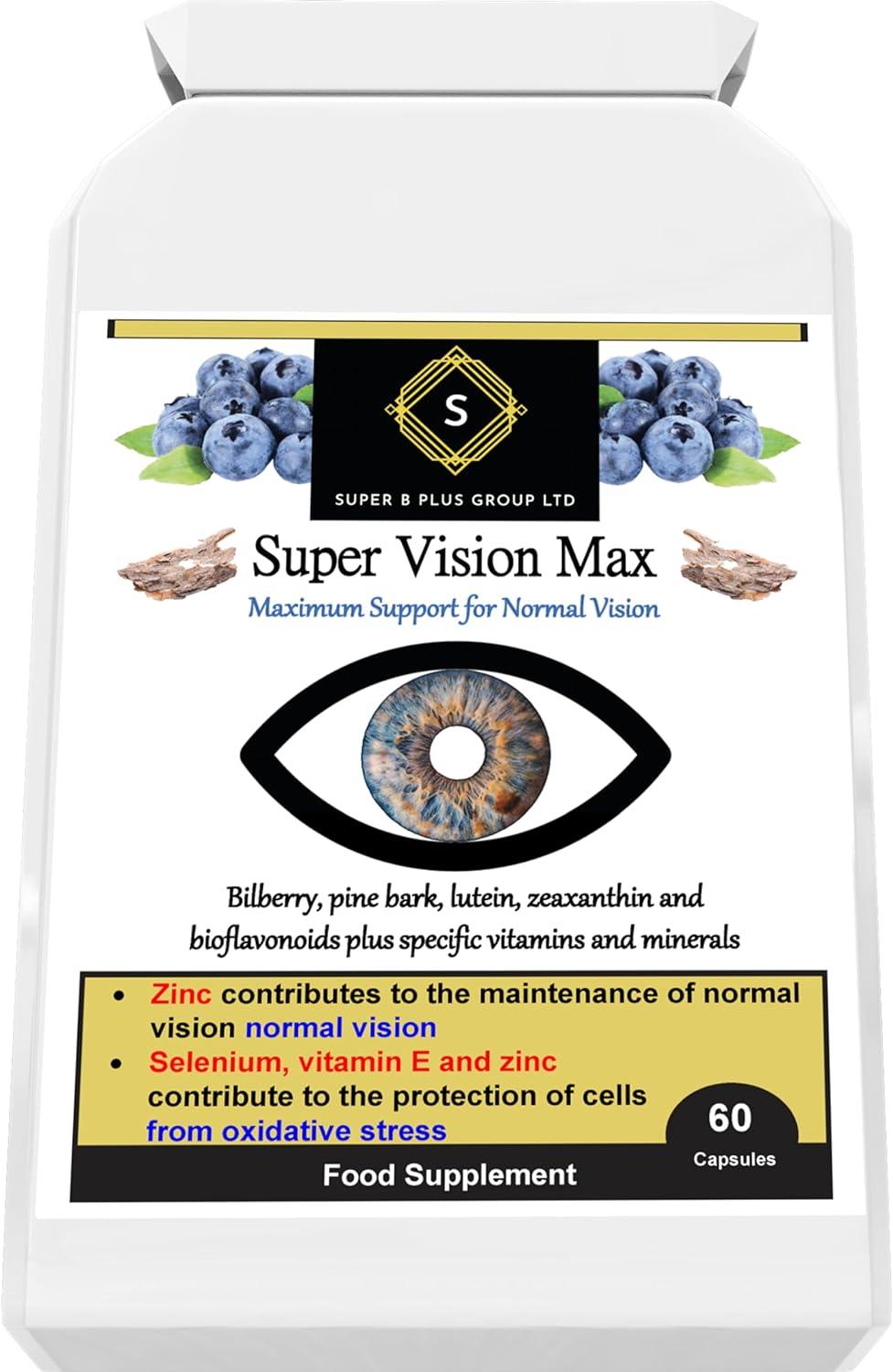 Super Vision Max Eye Health Supplement - 60 Capsules with Lutein ...