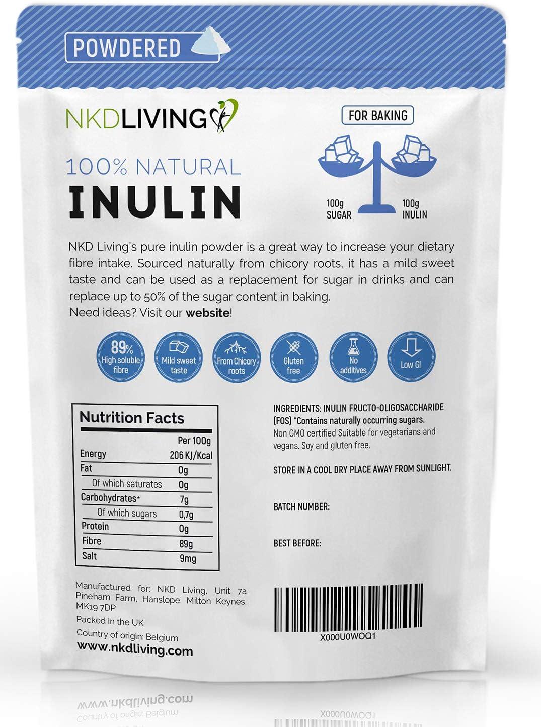 Inulin High Grade Prebiotic Fibre Powder (1 Kg) - NKD Living - EU ...