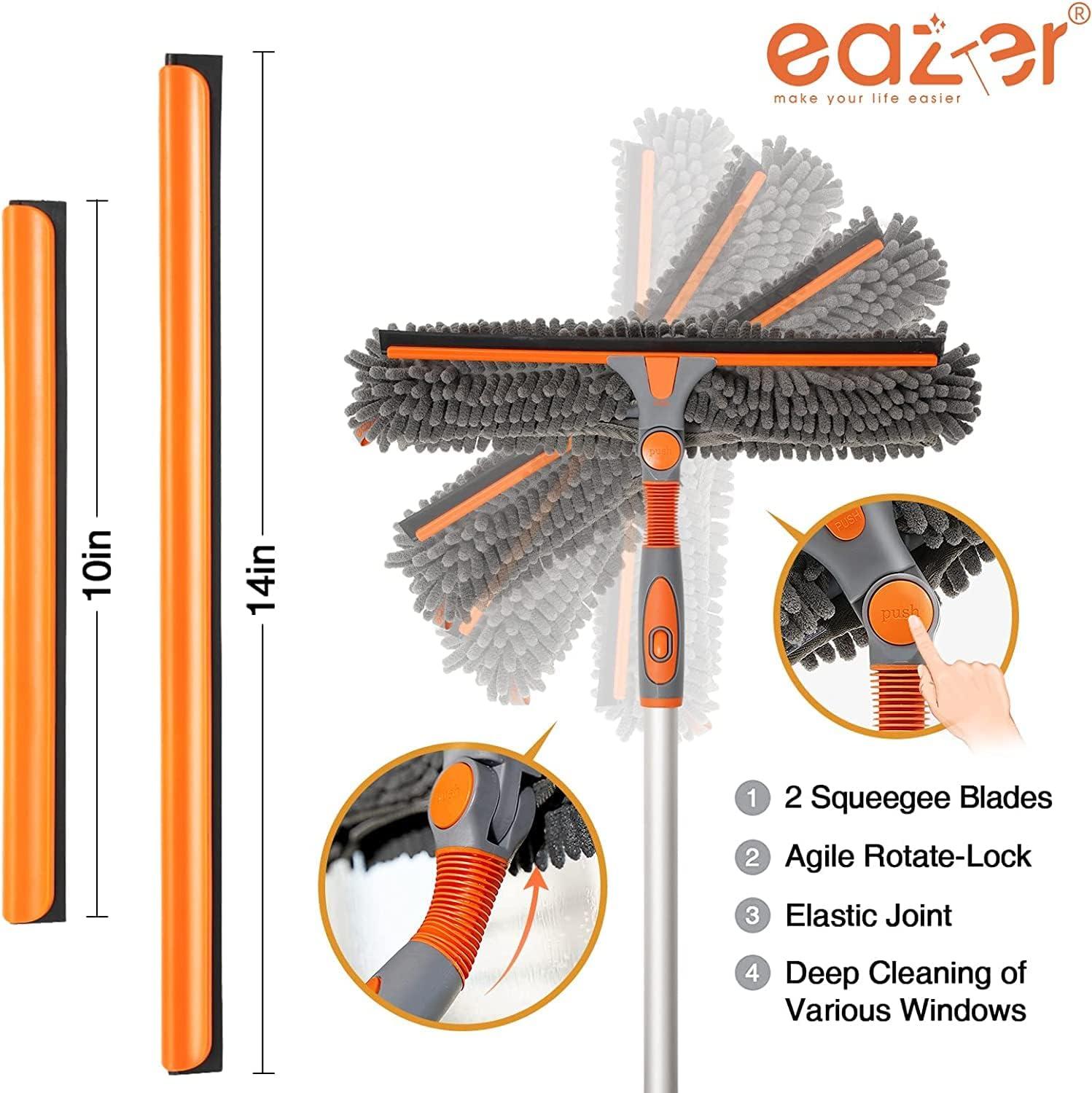 Eazer 2-in-1 Rotatable Window Squeegee Cleaner with 62'' Extension Pole ...
