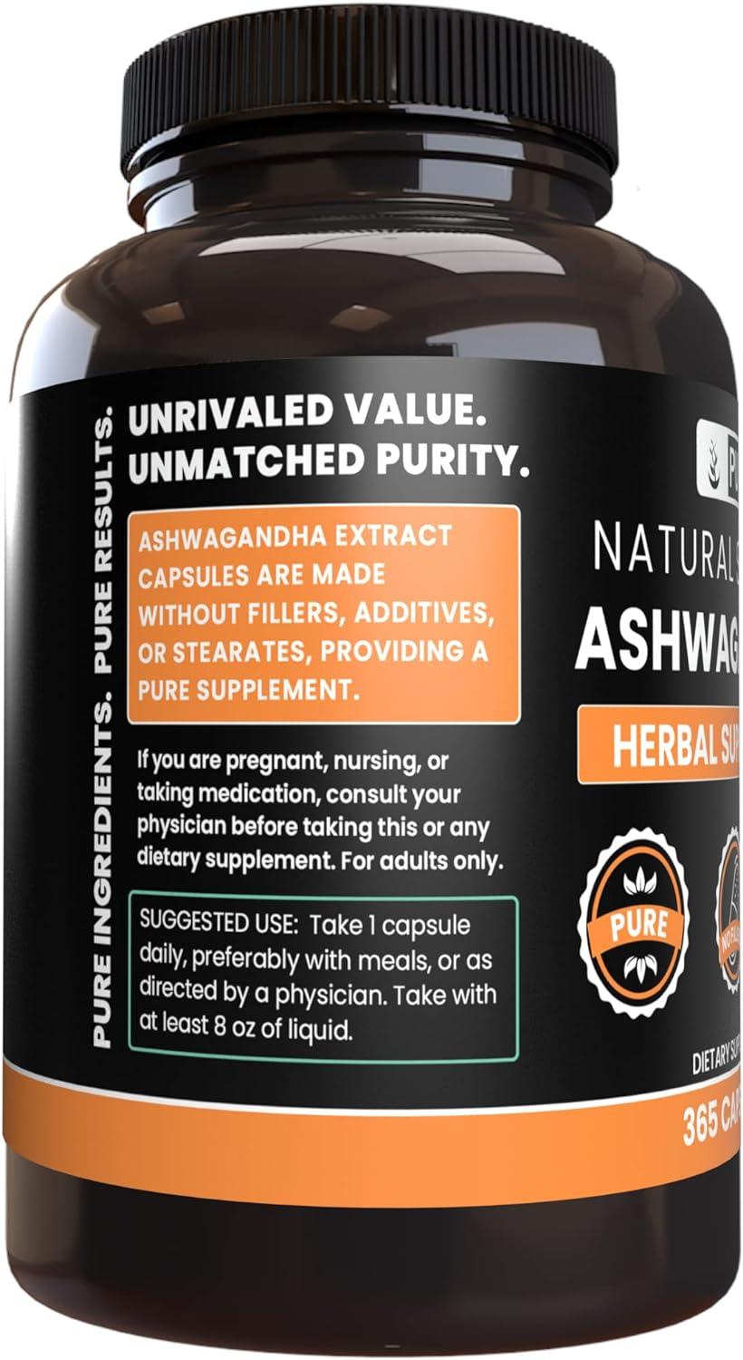 365 Capsules Pure Ashwagandha - Original Ingredients, Lab Verified, No ...