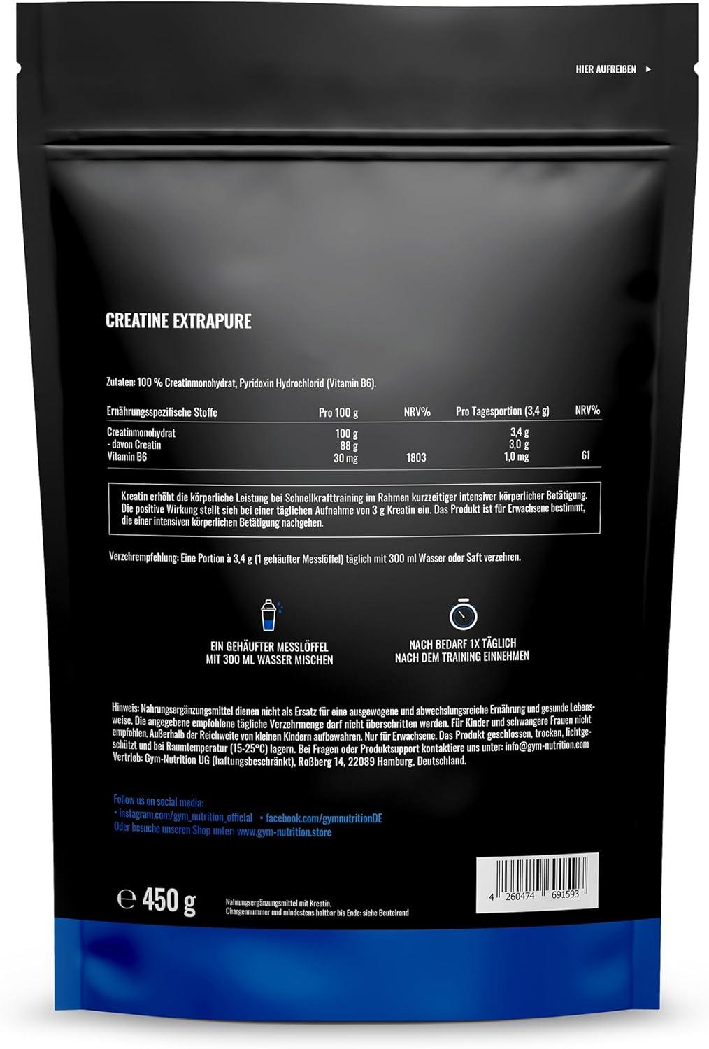 Ultra Pure Creatine Powder - 100% Vegan Creatine Monohydrate + Vitamin ...