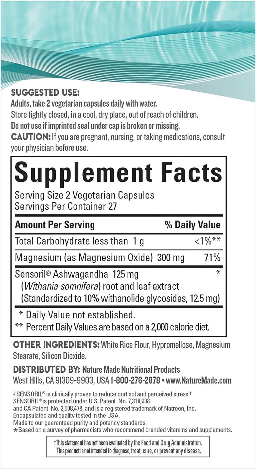 Nature Made Wellblends Calm & Relax - Ashwagandha 125mg, Magnesium ...