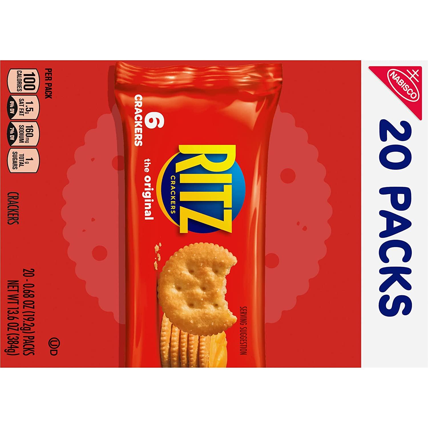 RITZ Original Crackers 20 Snack Packs - Delicious Snacking On-the-Go ...