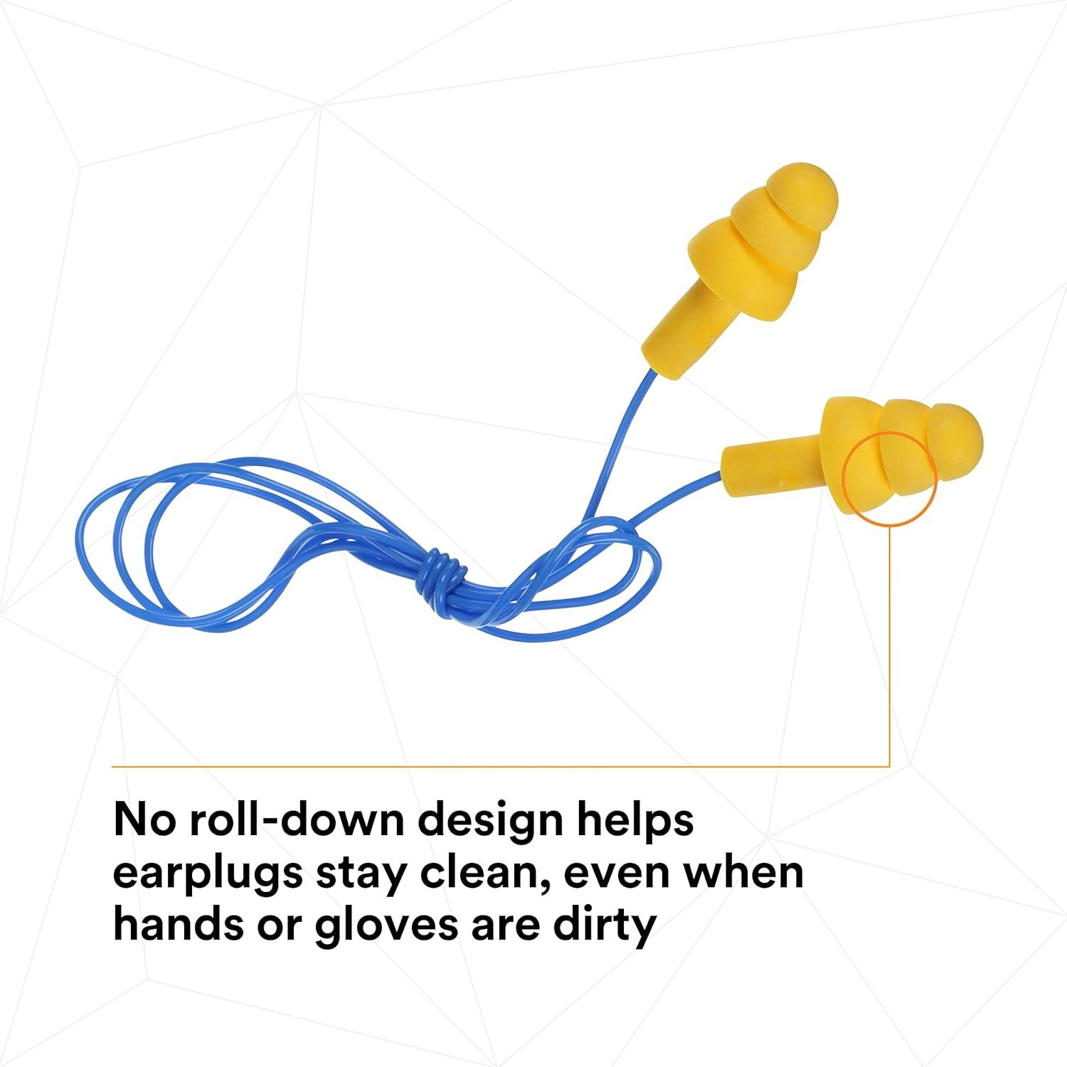 3M E-A-R UltraFit Corded Ear Plugs 340-4004 - 100-Pair Yellow Poly Bag ...