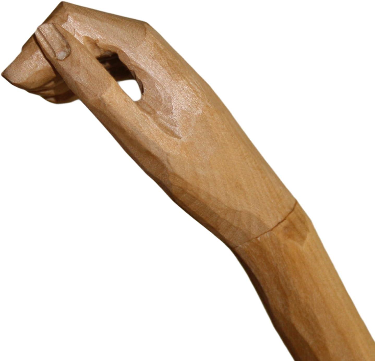 Hand-Carved Back Scratcher Nora - 50cm Curved Lime Wood Cherry Stained ...