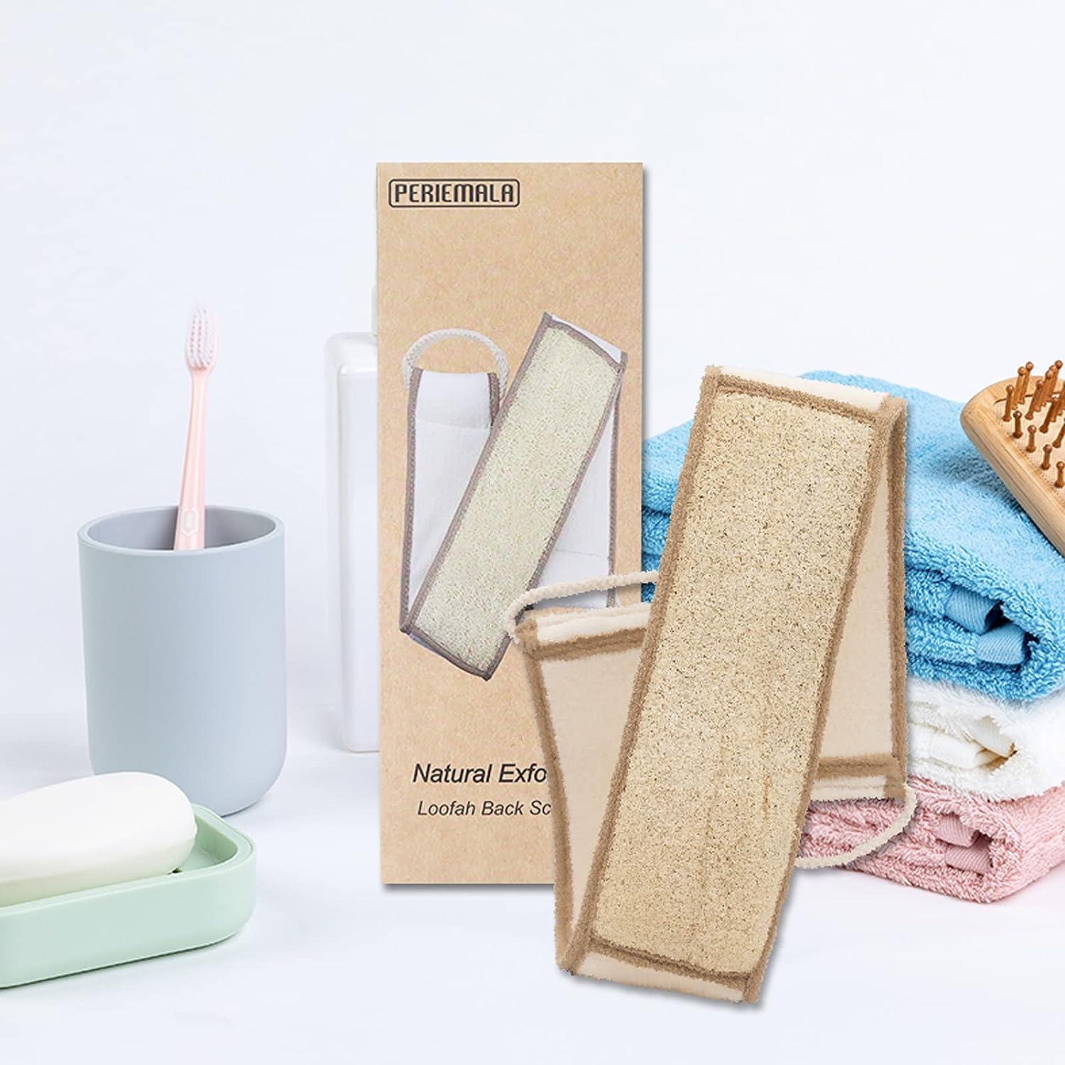 PERIEMALA Exfoliating Loofah Back Shower Scrubber - Natural Luffa Flat ...