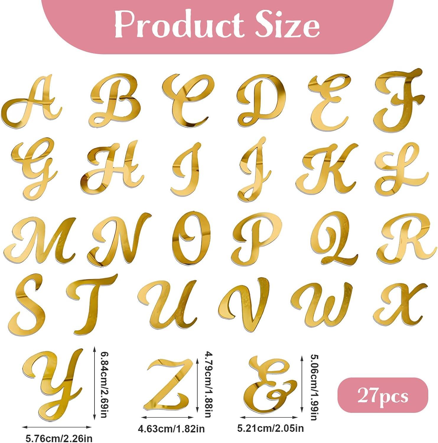 27 PCS Acrylic Alphabet Cake Topper Gold Cake Letters Decoration DIY ...
