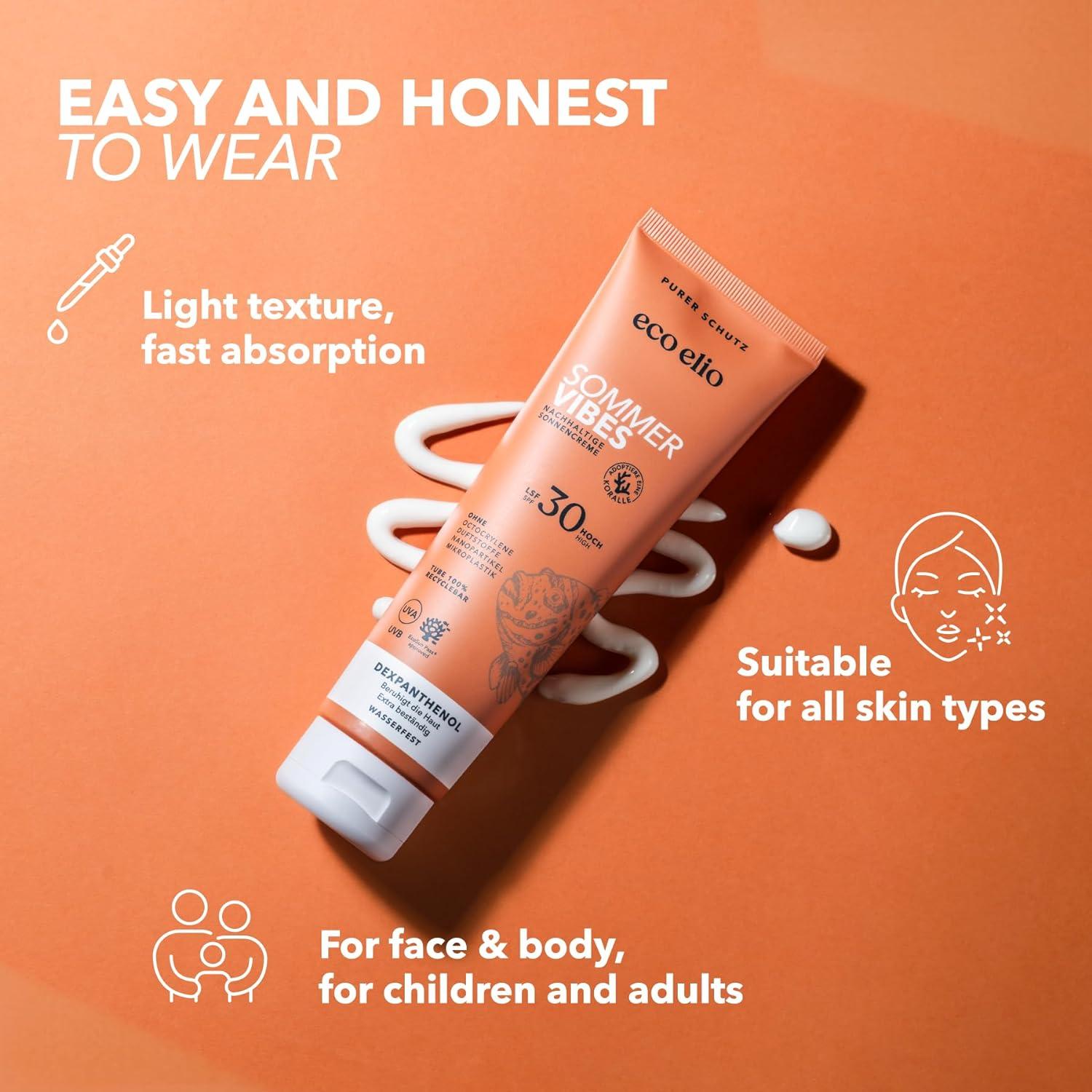 Eco Elio SPF 30 Sustainable Sun Cream 150ml | Waterproof, Coconut ...