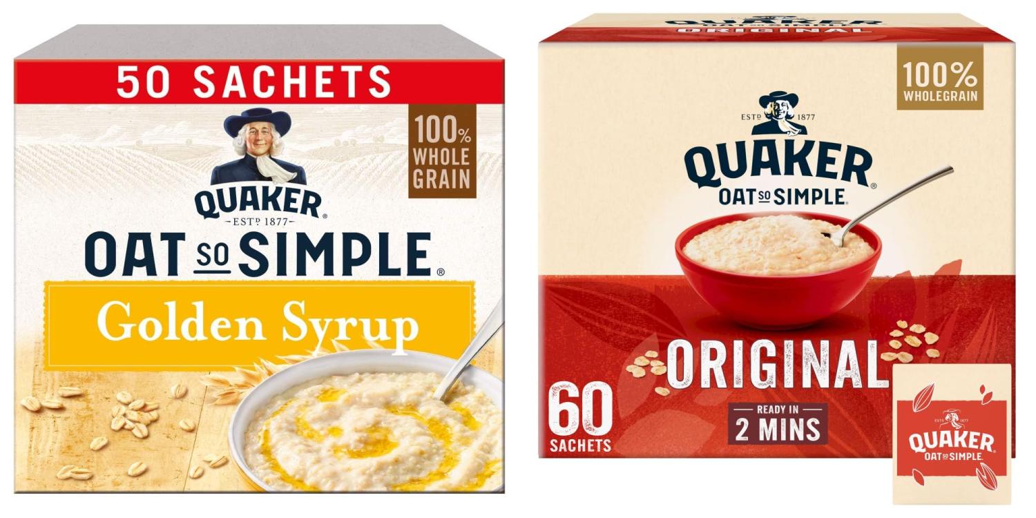 Quaker Oat So Simple Golden Syrup Porridge 50 x 36g & Quaker Oat So ...