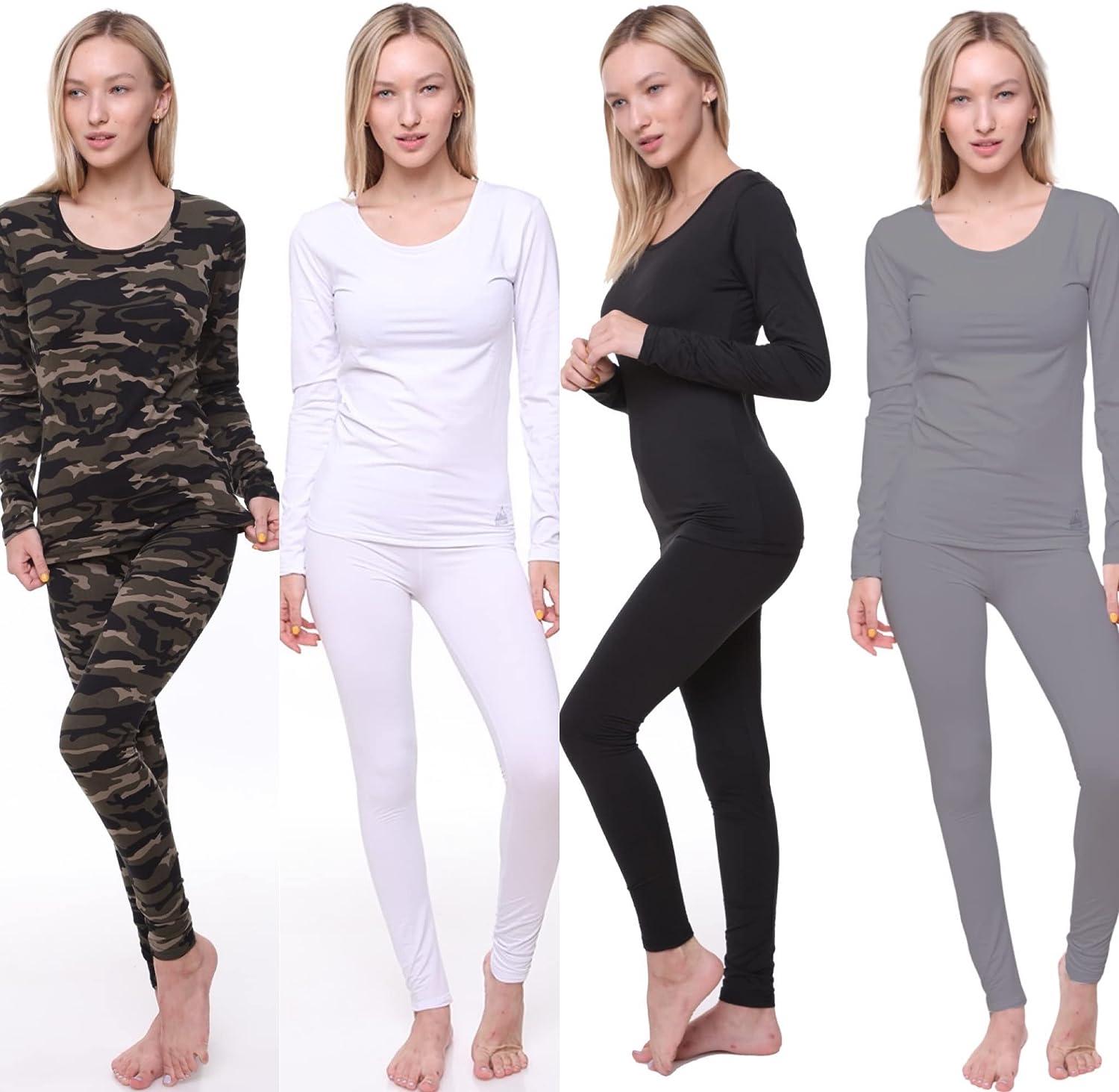Women's Ultra Dry Thermal Underwear Set - Soft Fleece Lining, Black ...