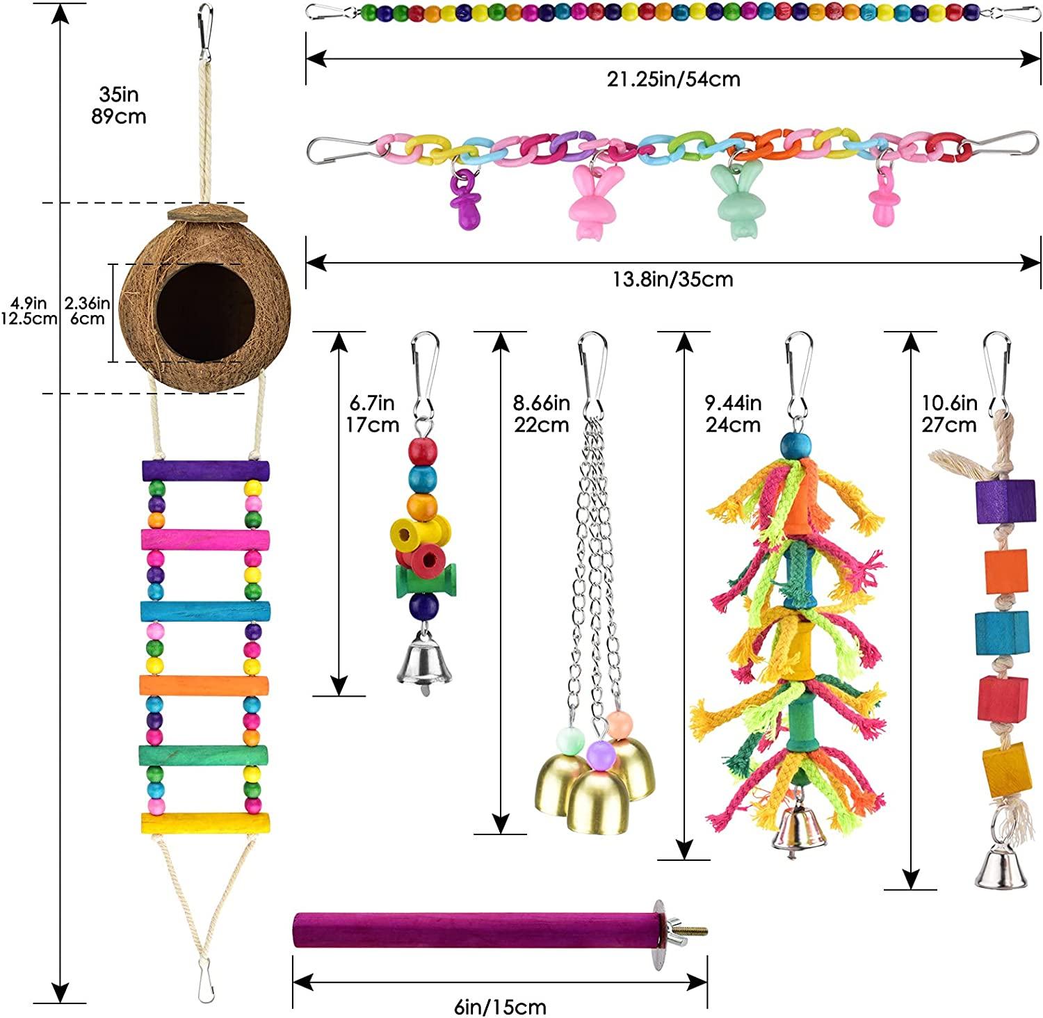 KATUMO Natural Coconut Bird House with Colorful Toys & Ladder - for ...