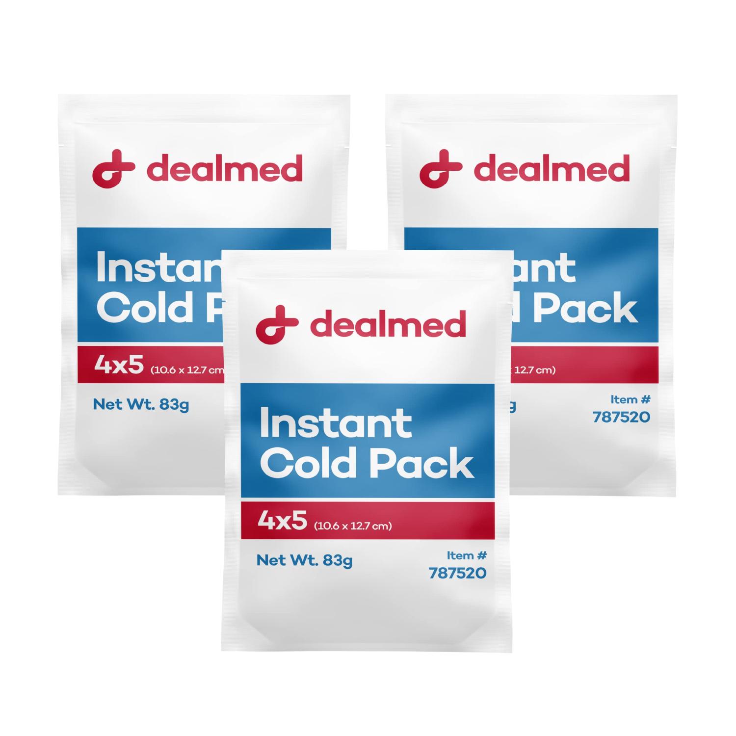 Dealmed Instant Cold Pack - Pack of 3 | 4 x 5 Disposable Cold Packs for ...