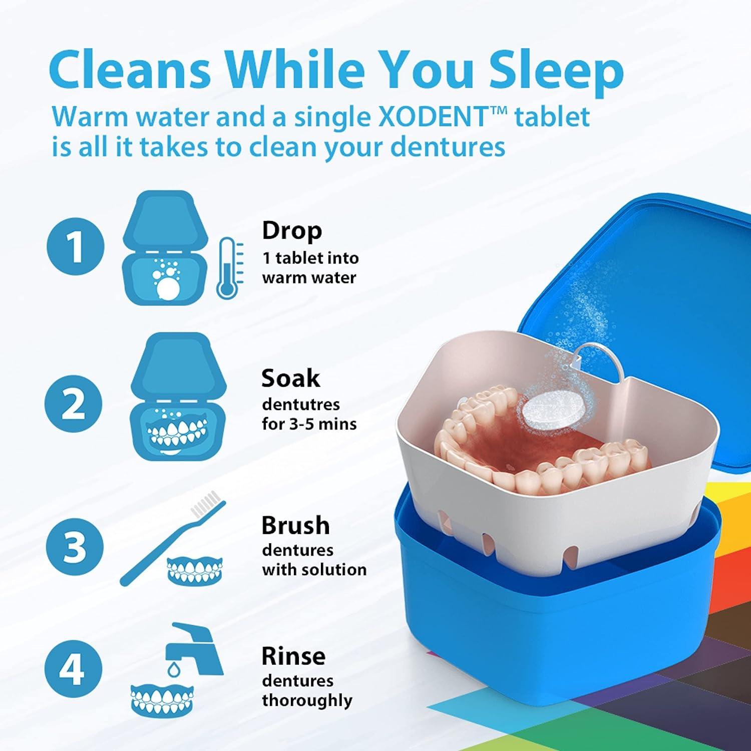 XODENT Denture Cleaning Kit - Complete Denture Bath Kit for Sparkling ...