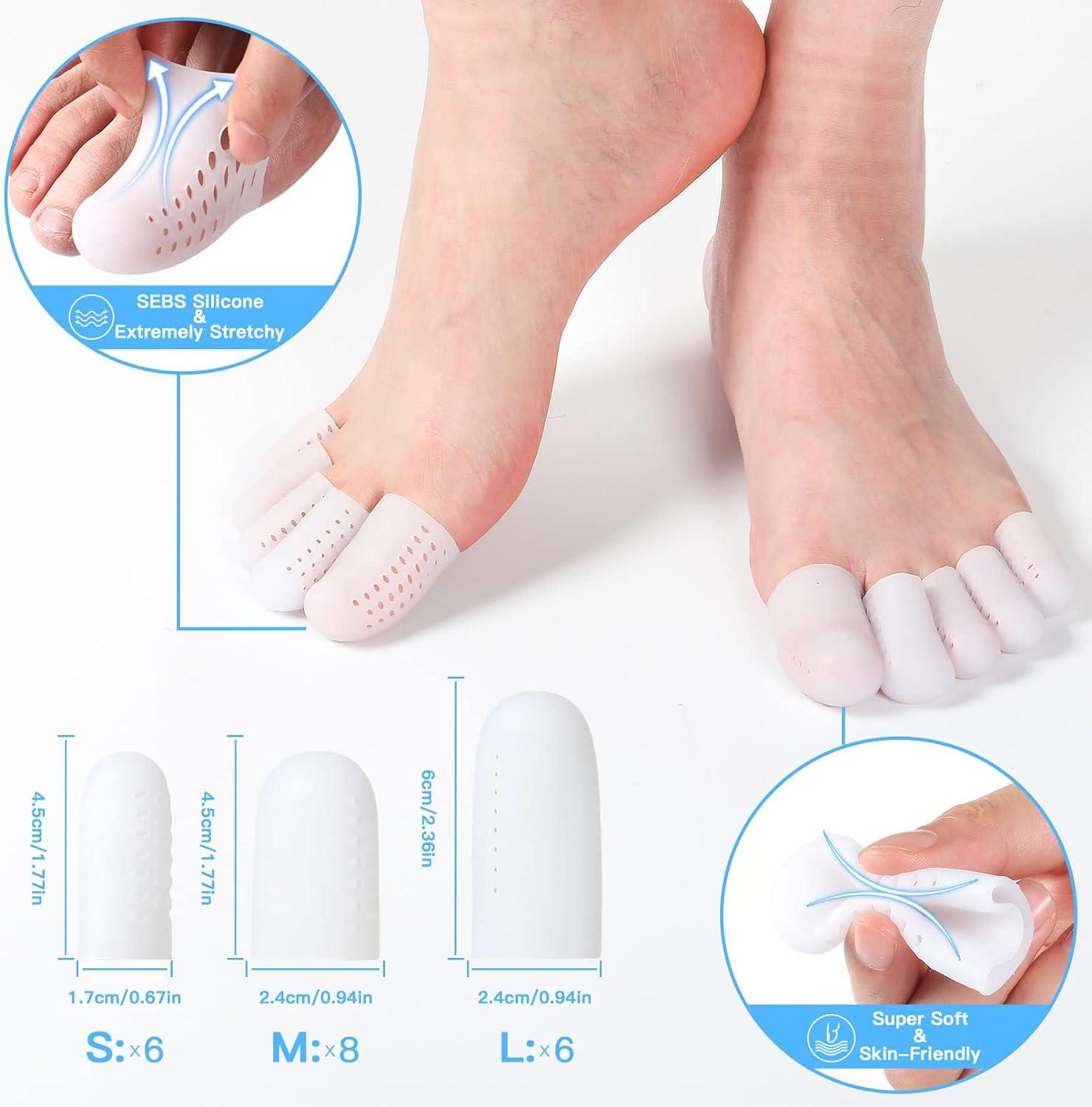 Faireach Gel Toe Protectors - 20 PCS Breathable Toe Caps for Missing ...