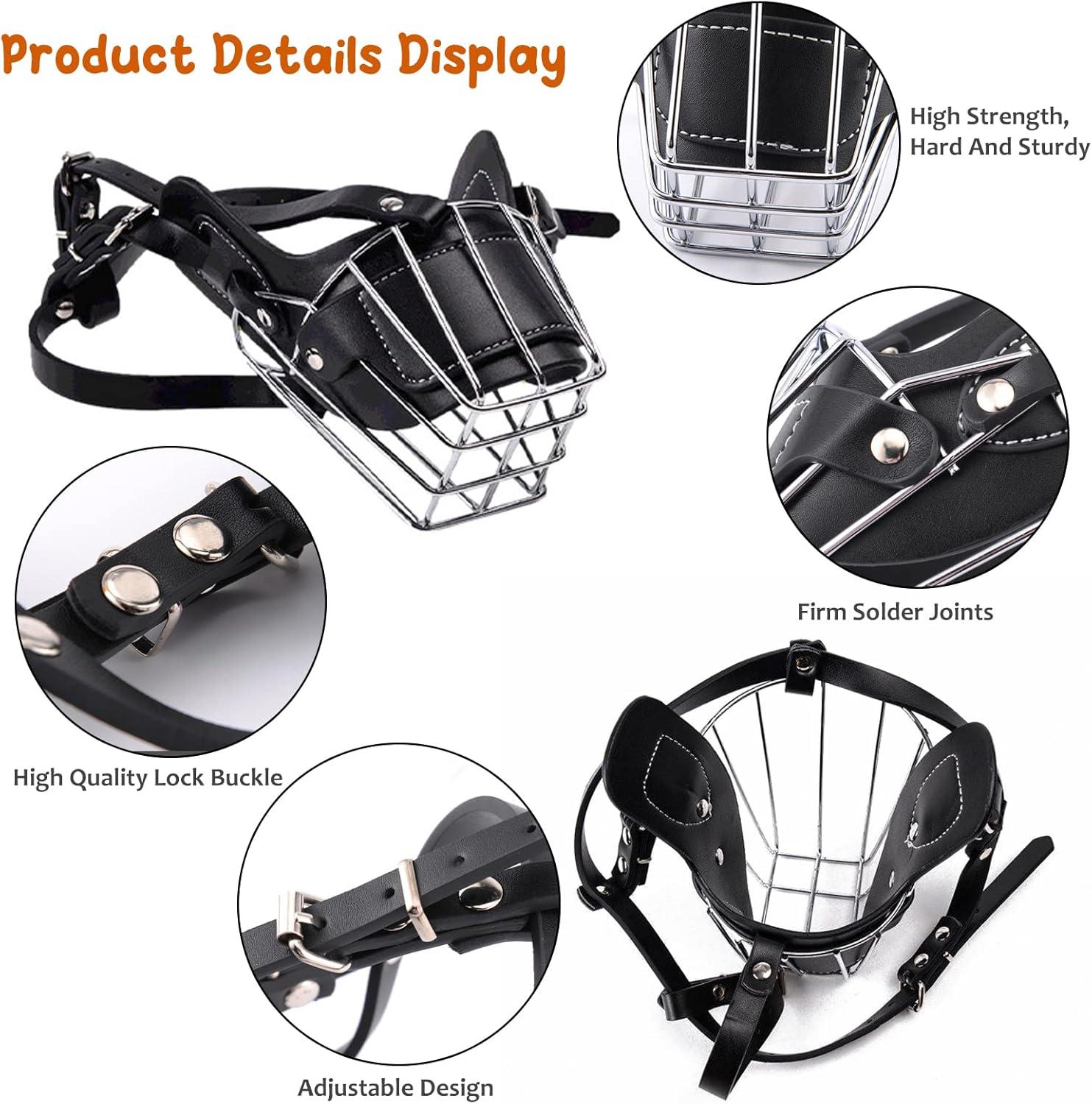 Durable Metal Dog Muzzle - XL Black | Petcute Safety Basket Muzzle for ...