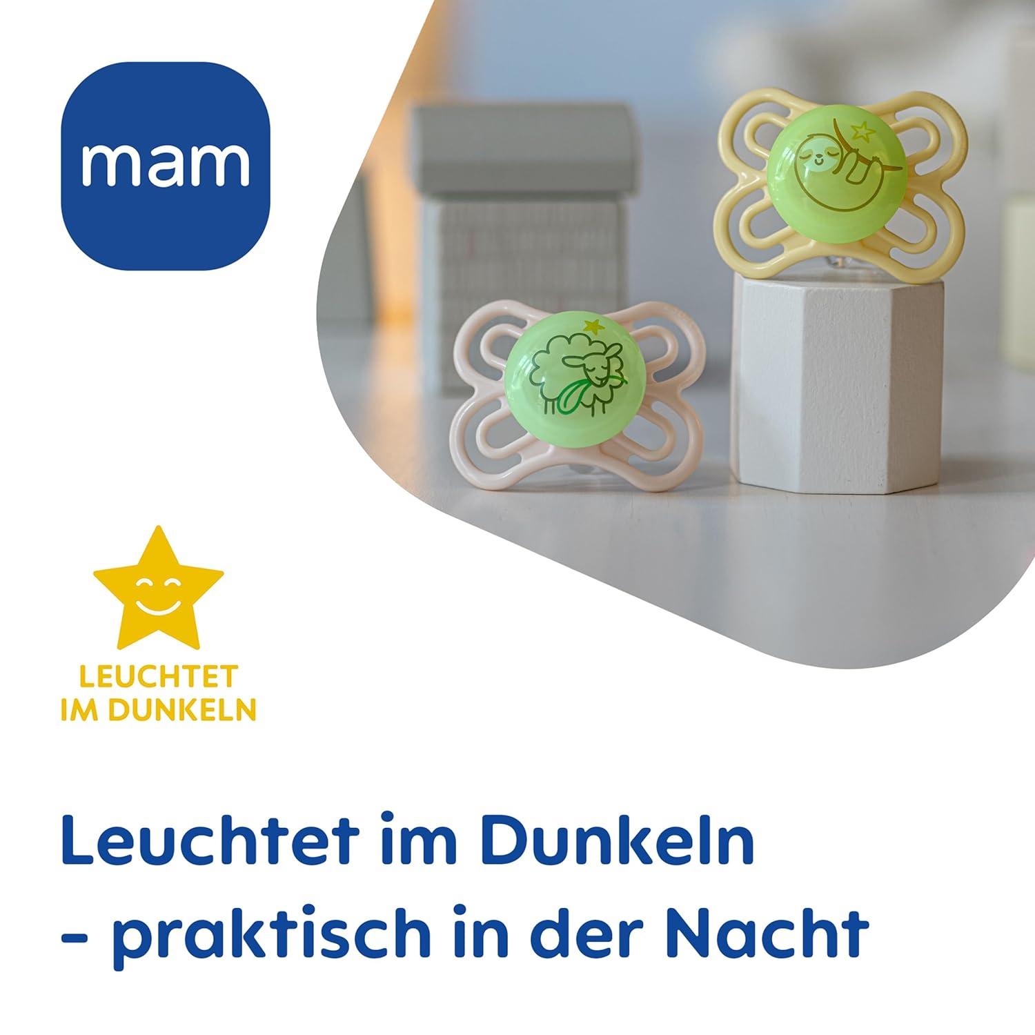Mam Perfect Night Pacifier Set (2 Pack) - Glow in the Dark Eco-Friendly ...