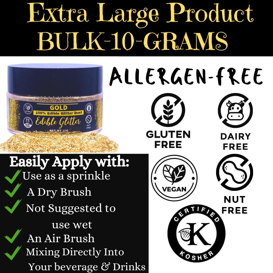 BULK-10G Edible Glitter and Gold Dust for Drinks and Cake Decorating ...