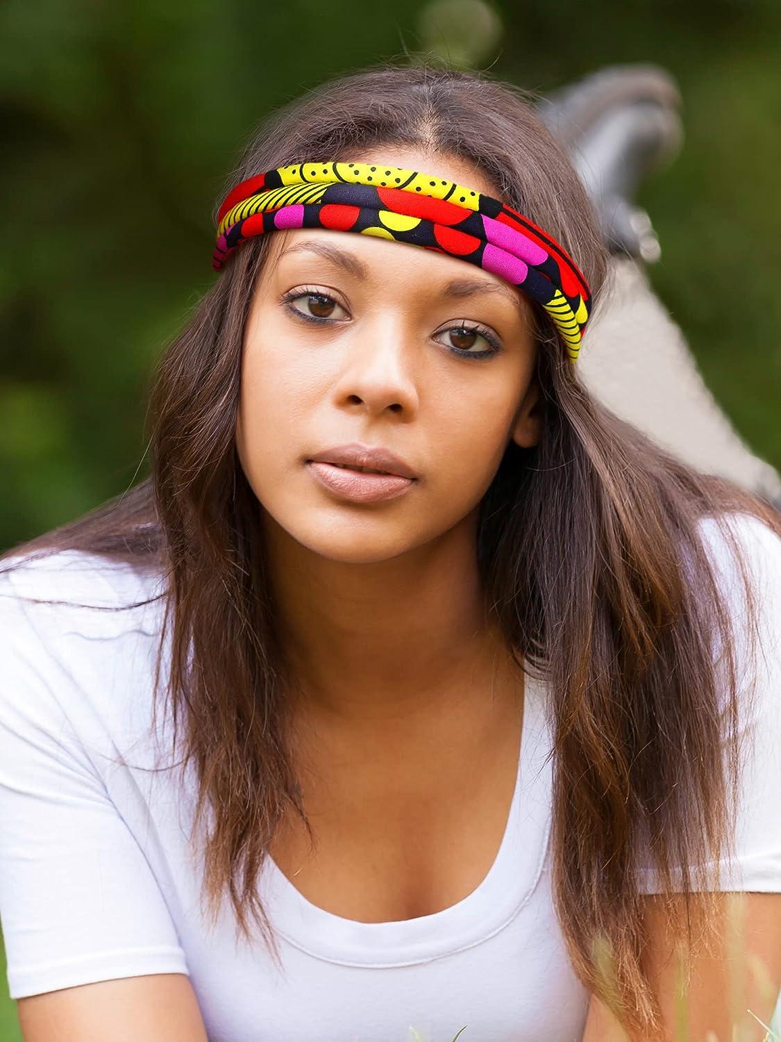 Hillban 2 Pcs African Headbands for Women - Retro Pattern Kente 3 ...