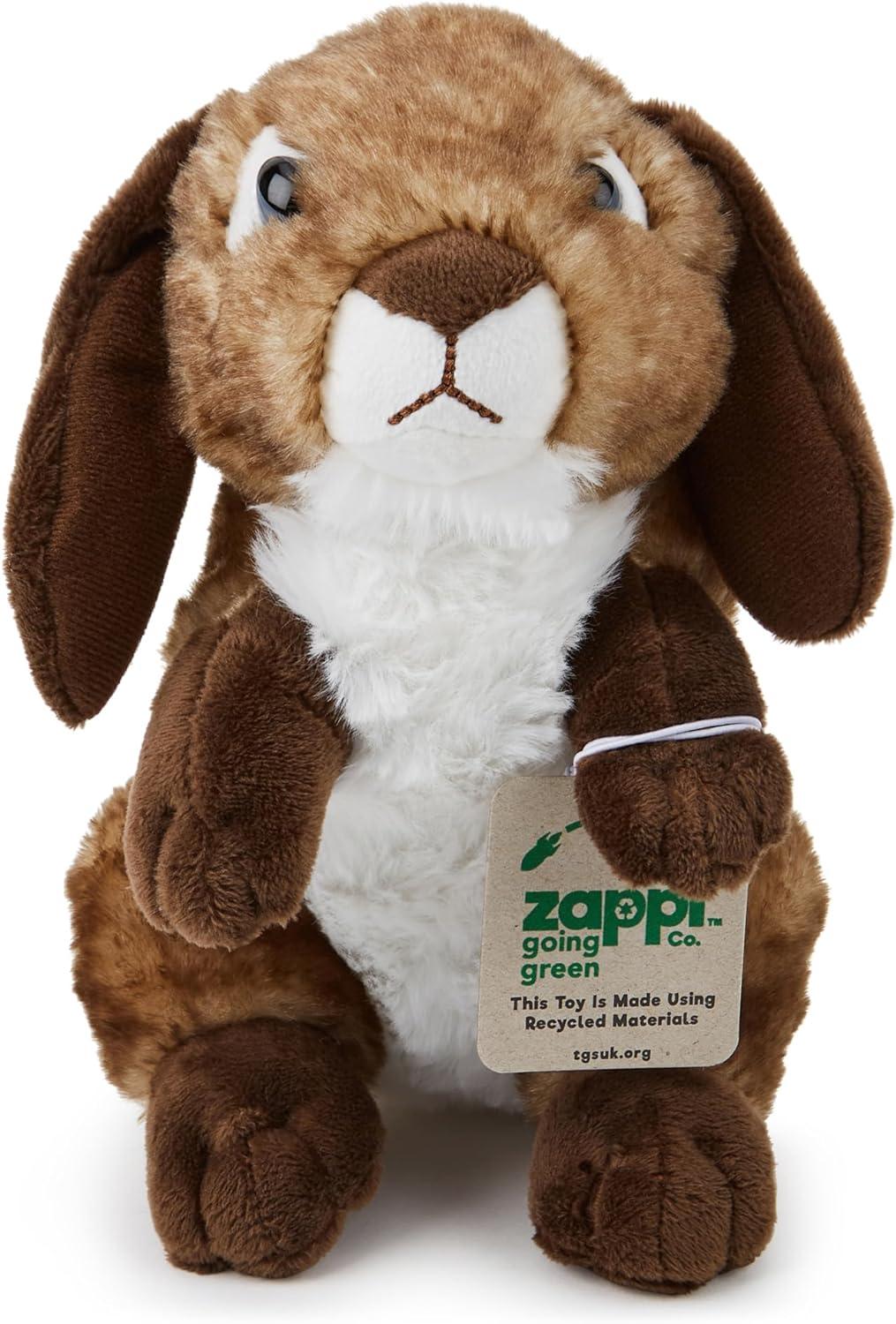 Zappi Co Brown Bunny Rabbit Plush Toy (20cm) - Eco-Friendly Safari ...