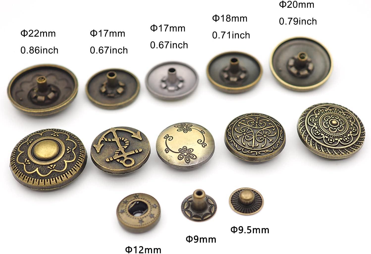 Wiosny 15 Sets Antique Fasteners Snaps Decorative Snaps Button Wallet ...