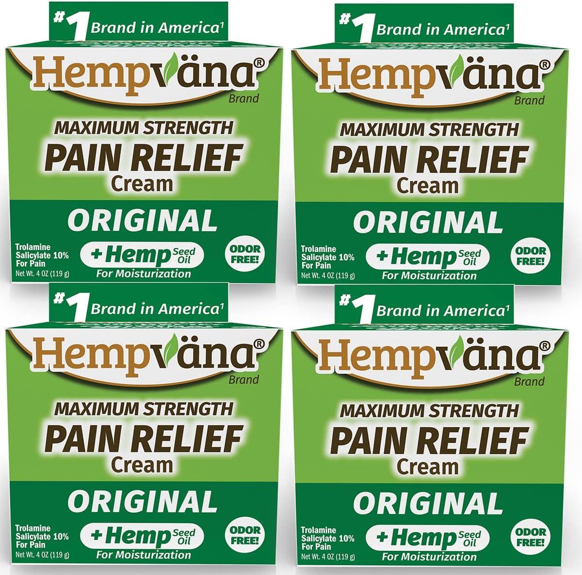 Hempvana Relief Cream 4 Pack with Seed Extract - USA Made 4oz Paraben ...