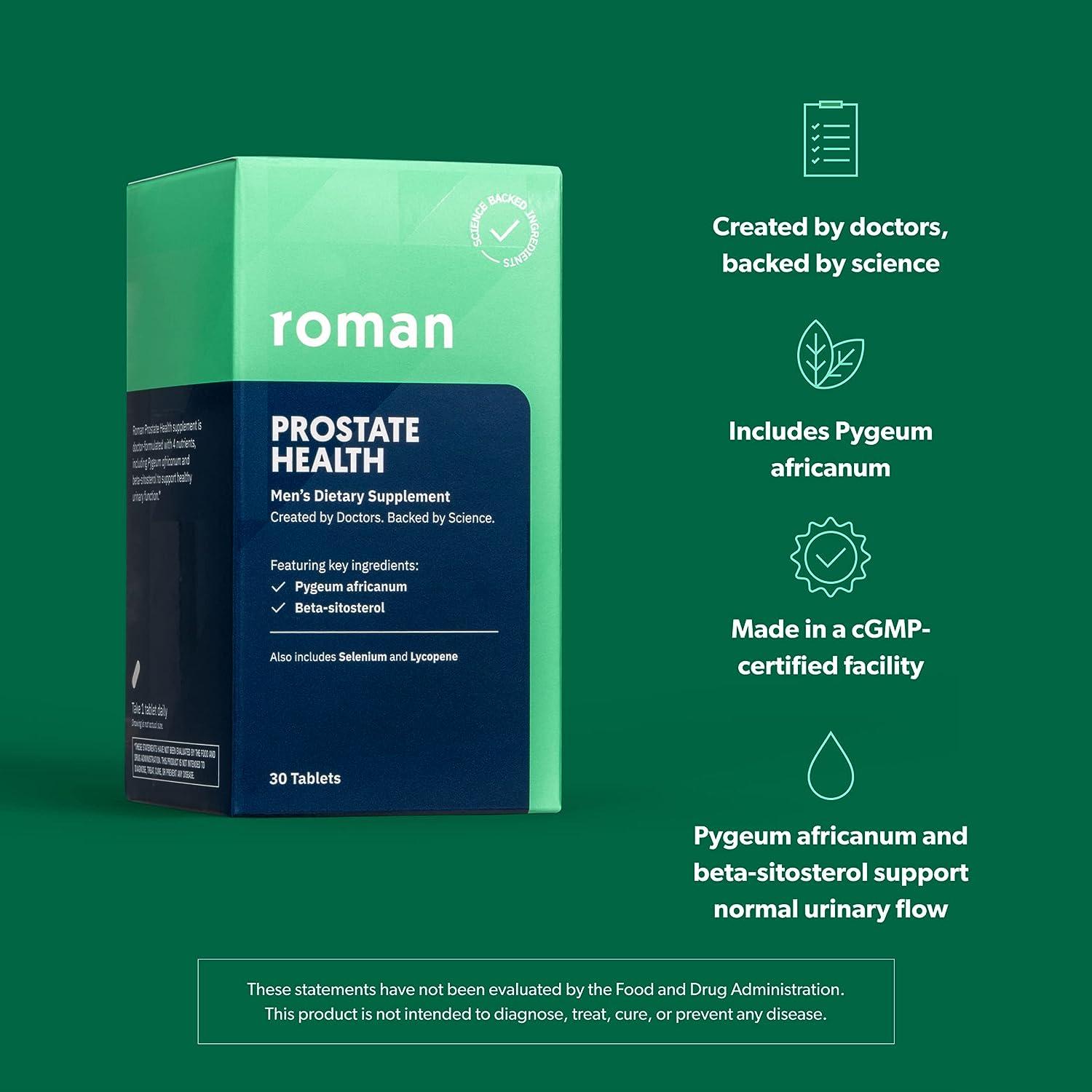 Roman Prostate Health Supplement for Men with Selenium, Pygeum ...