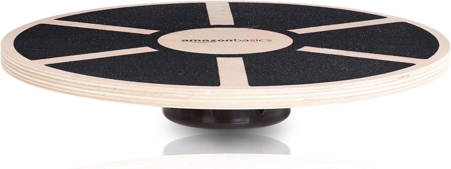 Amazon Basics Wood Wobble Balance Board - Black | Exercise Fitness ...