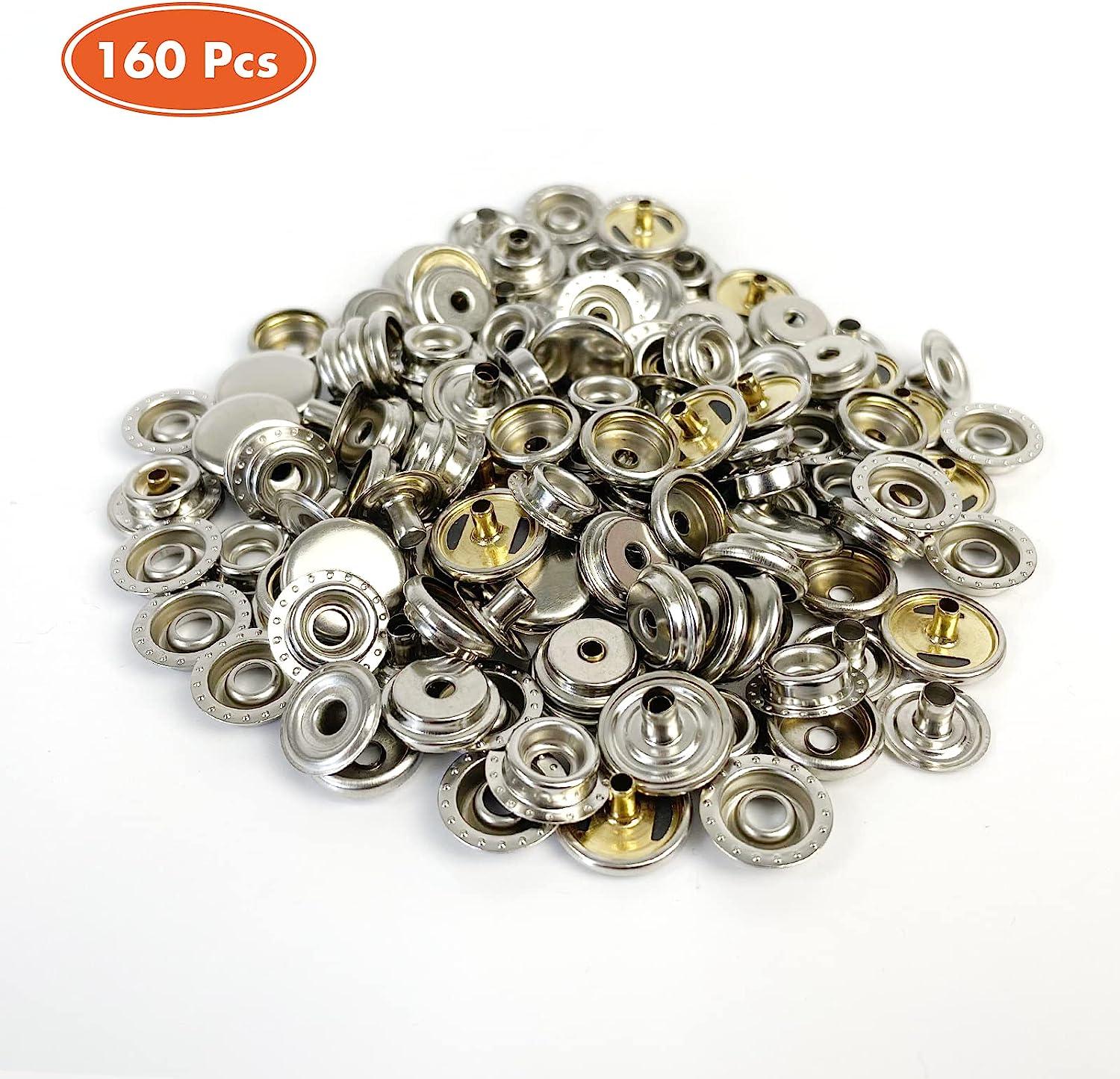 160 pcs Stainless Steel Snap Fasteners Kit - Marine Grade Boat Canvas ...