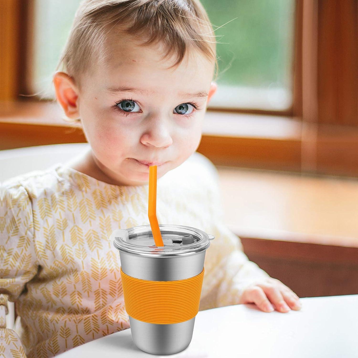 Kids Cups with Straws and Lids 6 Pack 12oz Spill Proof Stainless Steel ...