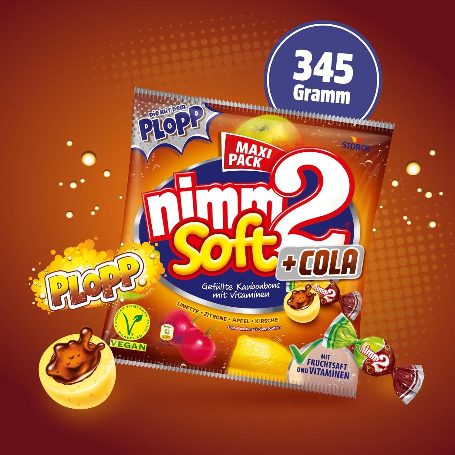 Nimm2 Soft + Cola - 345g Maxi Pack | Fruity & Cola Filled Chewing ...