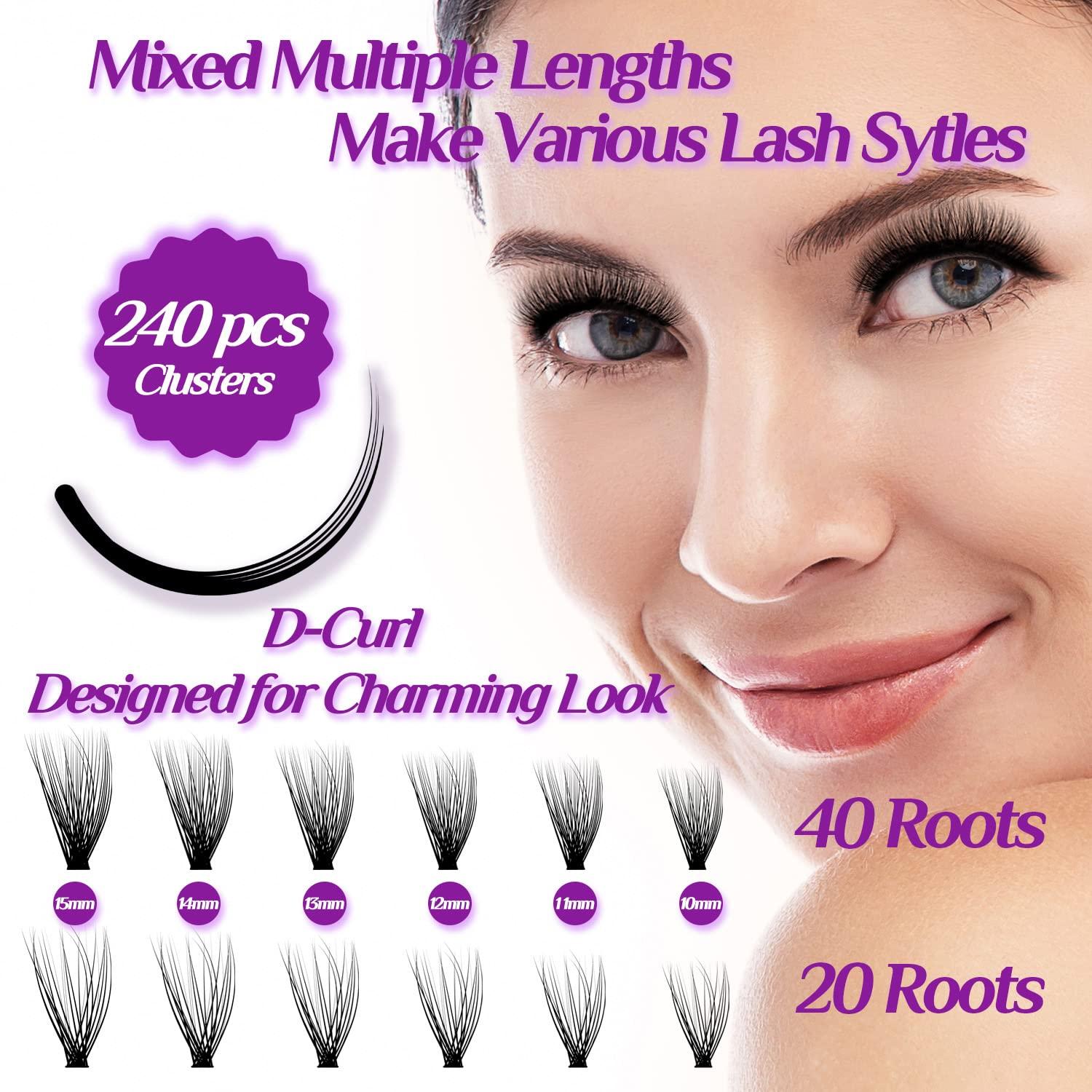 DYI Lash Extension Kit - 240pcs Individual Lashes, D Curl Wispy ...