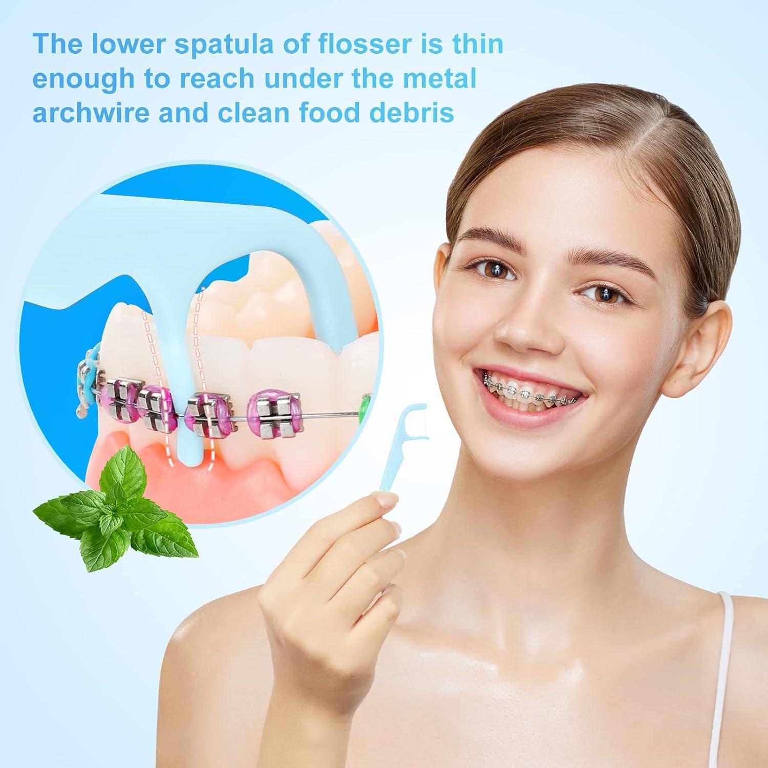 Mild Mint Braces Flossers - 50 Count Orthodontic Floss Picks for Adults ...