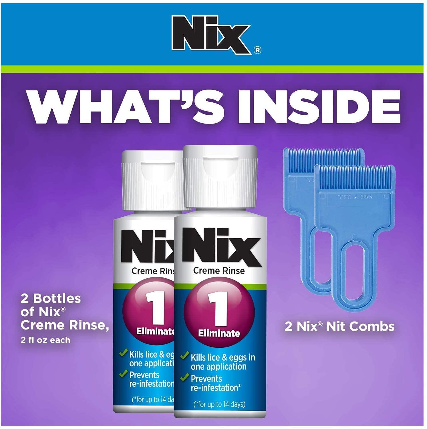 Nix Lice Killing Cr me Rinse Family Pack - 2 oz + 2 Nit Combs ...