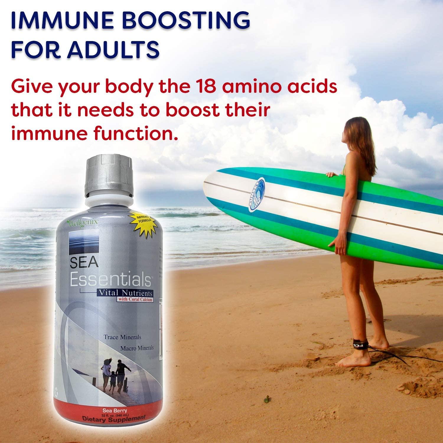 Wellgenix Sea Essentials Coral Calcium Liquid Vitamin - High Absorption ...