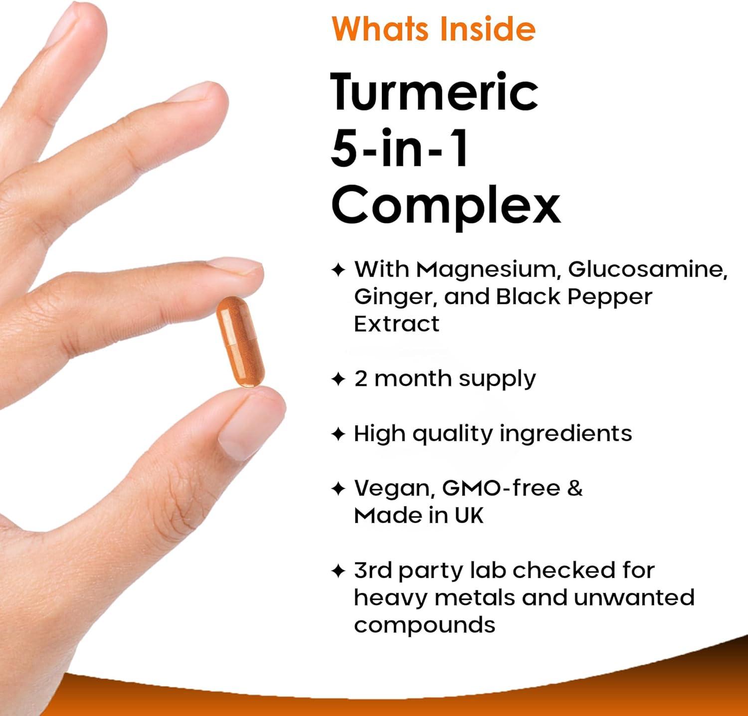 Turmeric 5-in-1 Complex - 5000mg Turmeric Capsules High Strength ...