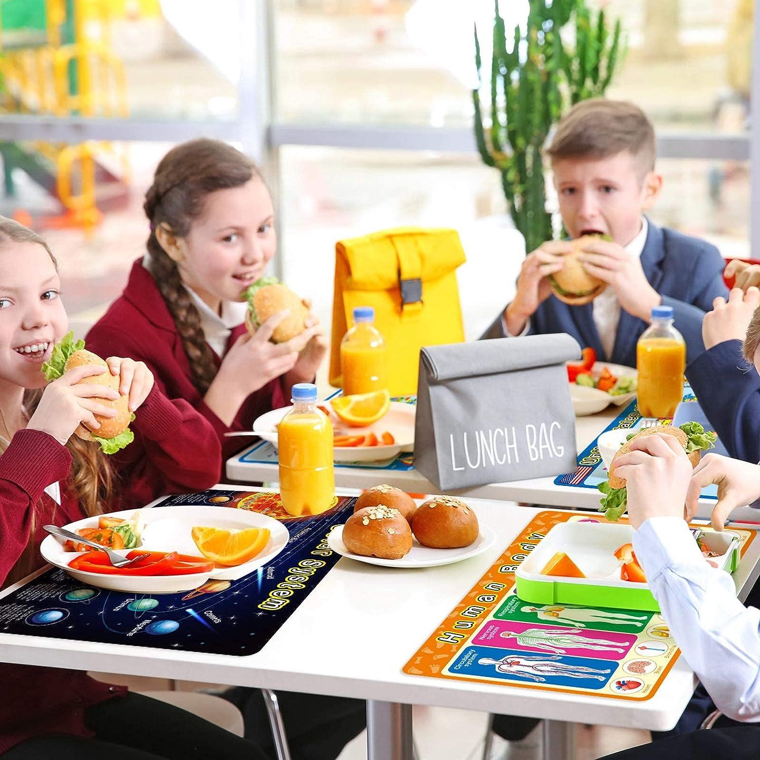 4-Piece Educational Toddler Placemats: Map, Human Body, Solar System ...