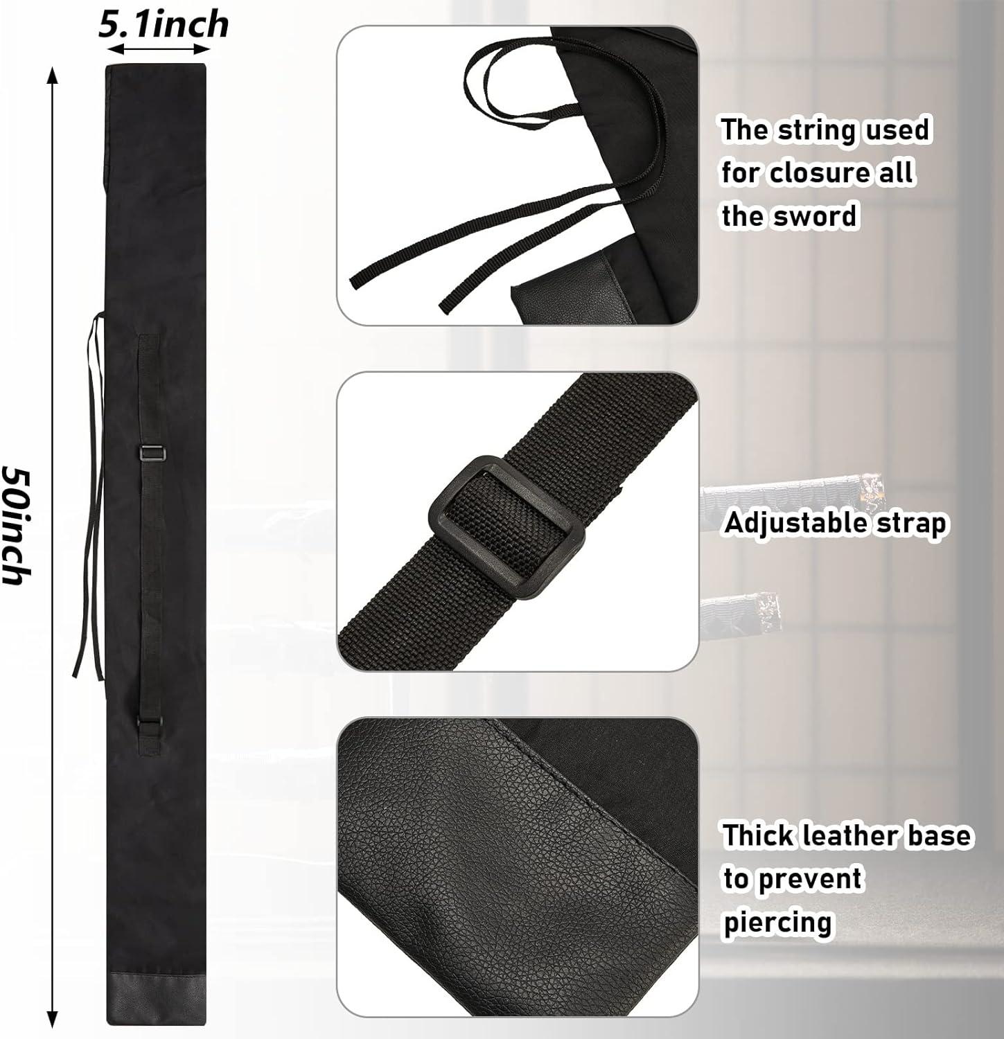 Black Sword Bag Set for Samurai Cosplay - Katana Carry Case with Strap ...