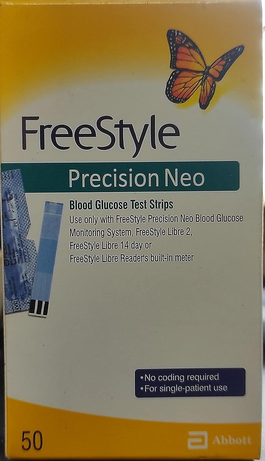 Freestyle Precision Neo Blood Glucose Test Strips - 100 Strips (2 Pack ...