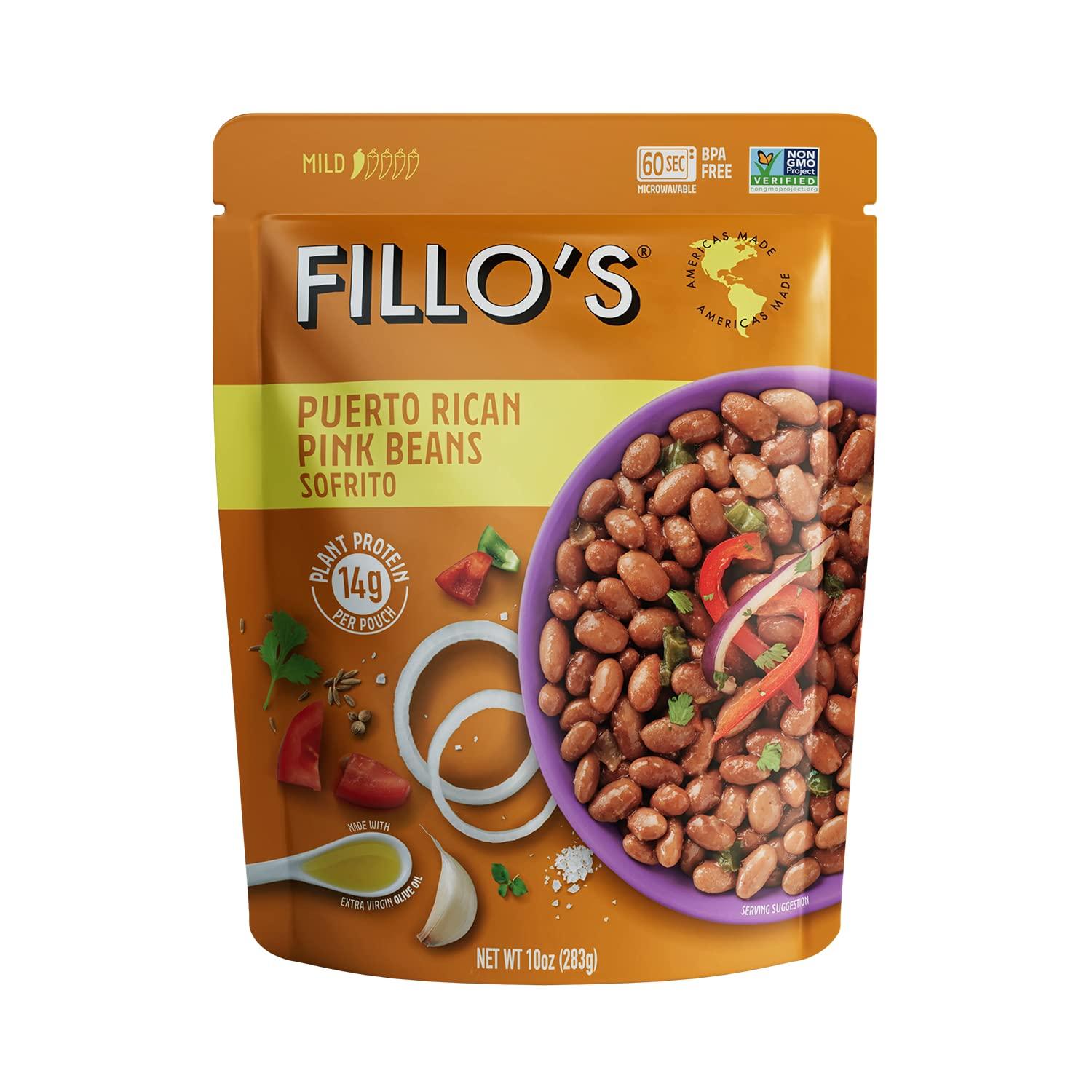 FILLOS Puerto Rican Pink Beans Ready to Eat Sofrito Beans 6 Count 10 ...