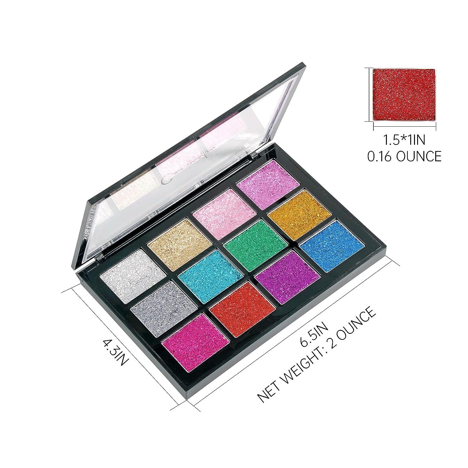 CarMela Glitter Eyeshadow Palette - 12 Colors, High Pigment, Waterproof ...