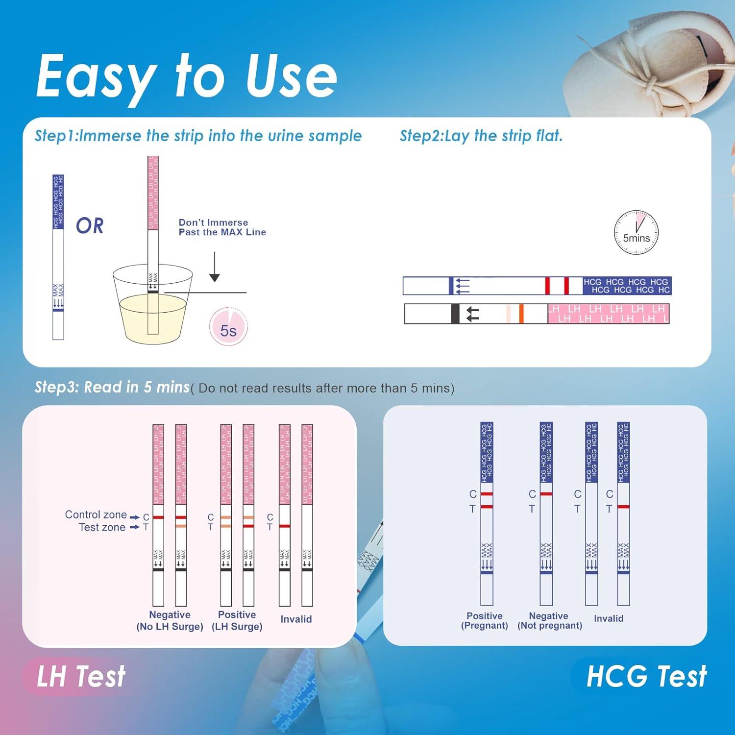 Buy 50 Pack CheckYo Ovulation and Pregnancy Test Strips Combo | 40 LH ...