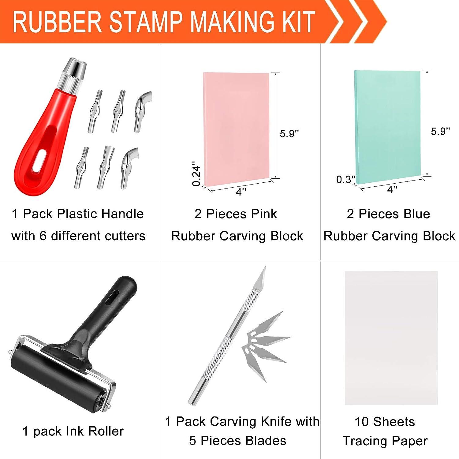 Hakkin 26Pcs Rubber Stamp Making Kit with Linoleum Cutter, Carving ...