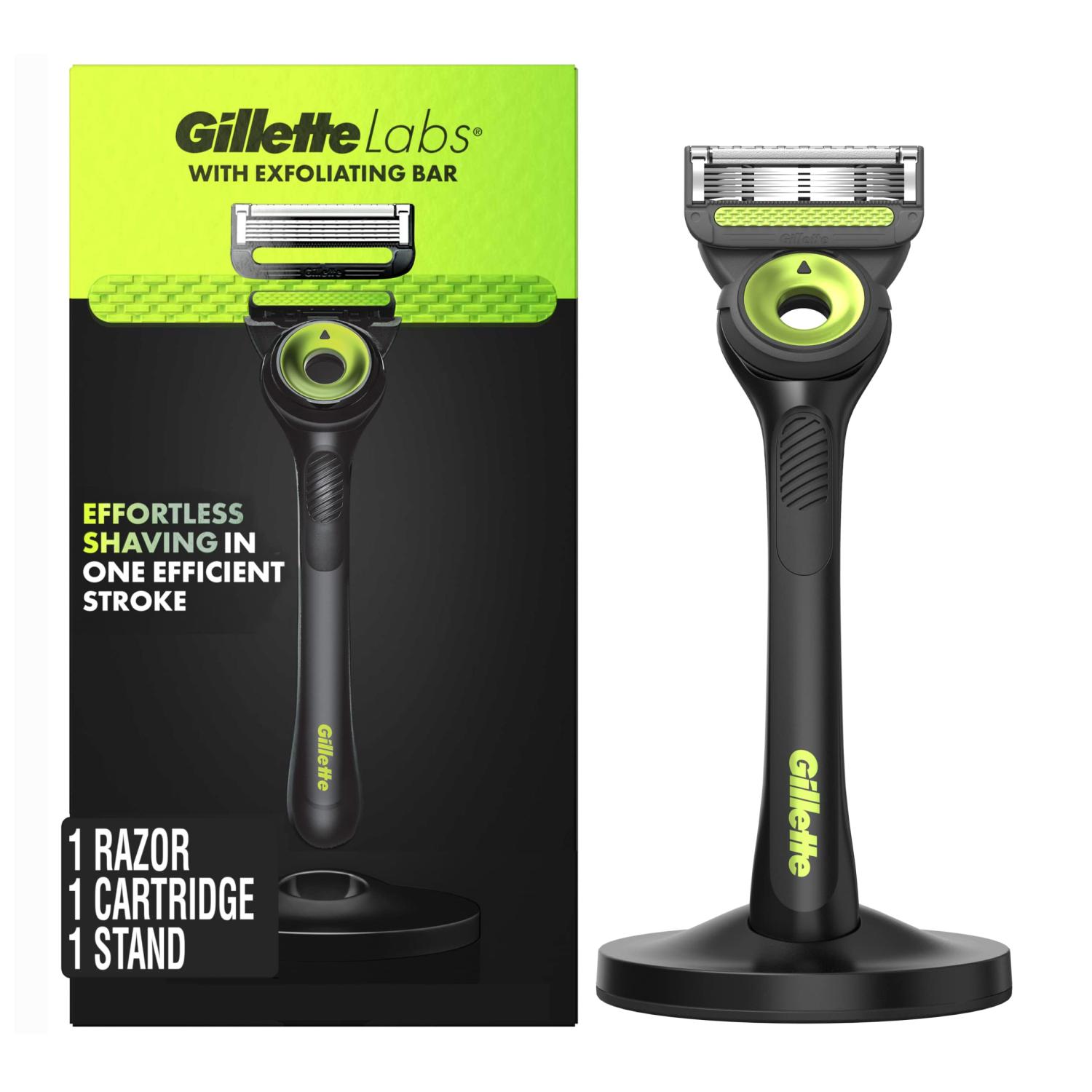 GilletteLabs Exfoliating Bar Razor for Men Neon Edition - 1 Handle + 1 ...